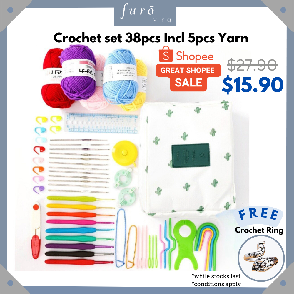 🇸🇬 [New Product Sale] Crochet Set Extra-Long Crocheting Needles with ...