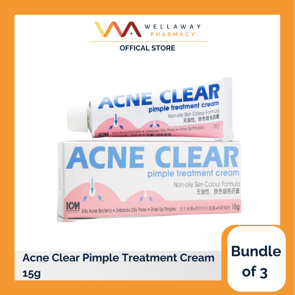 [BUNDLE OF 3] Acne Clear Pimple Treatment Cream 15g [Treat pimples and ...