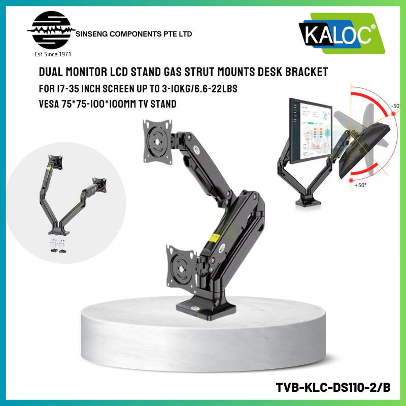 KALOC DS110-2 17–35" Dual Monitor Stand Gas Strut Arm Desktop Mount ...