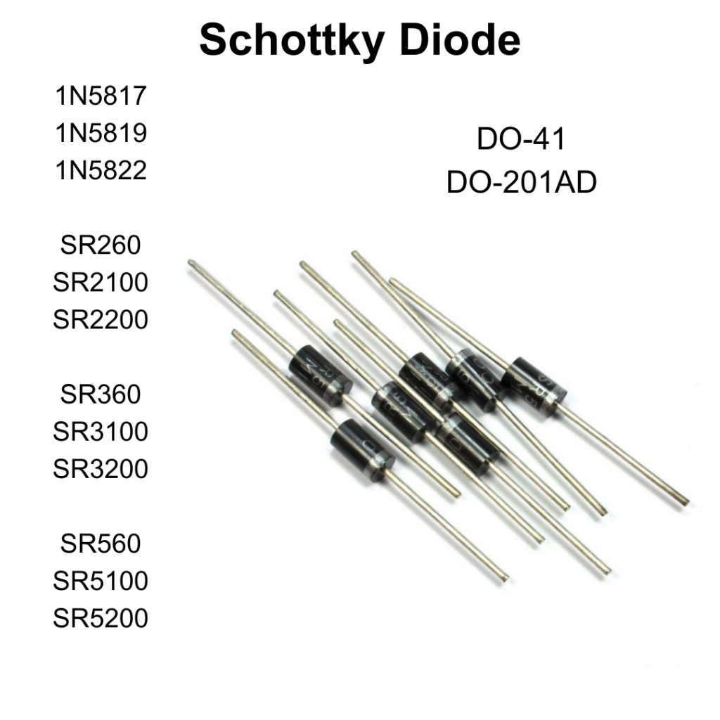 Schottky Diode SR5100 SR5200 1N5817 1N5819 1N5822 SR2100 SR2200 SR3100 ...