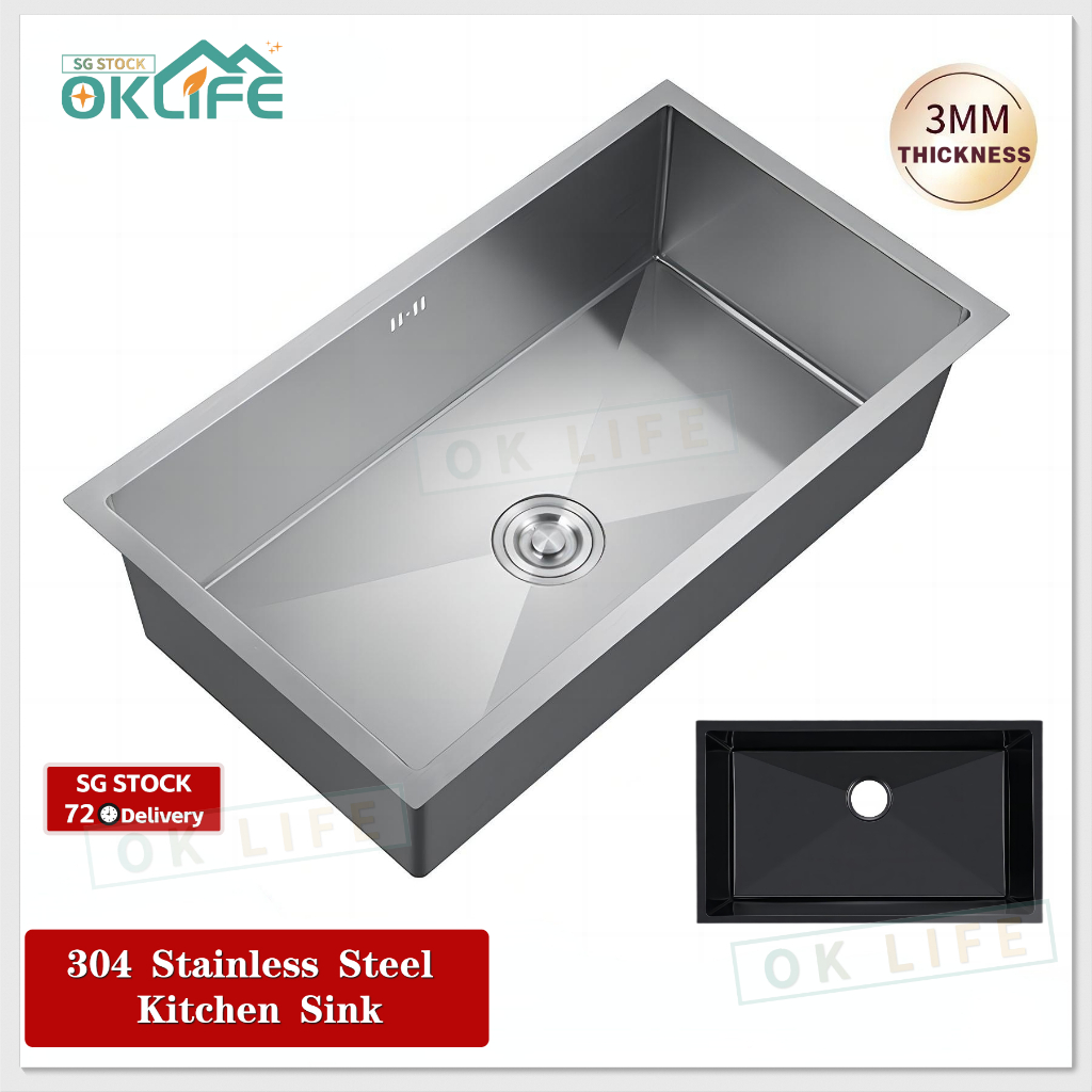 [OKLIFE.SG]Nano 304 Stainless Steel Sink/Single Sink/Undermount kitchen ...