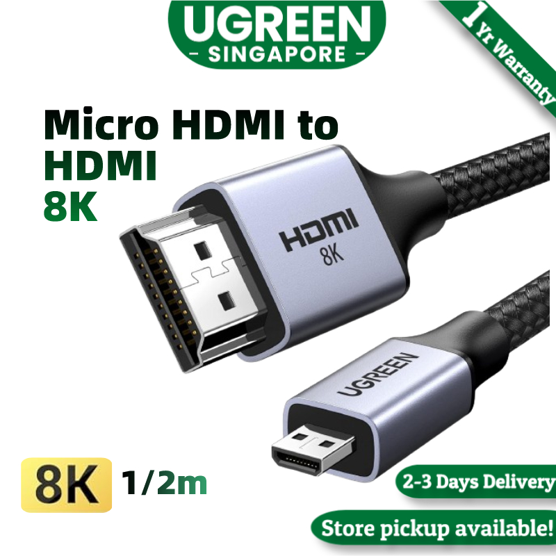 UGREEN 4K/8K Micro HDMI to HDMI Cable Aluminum Shell Braided High Speed 18Gbps,4K 60Hz HDR 3D ...