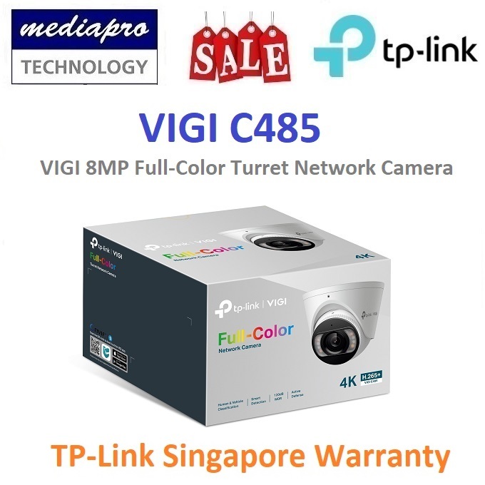 TP-LINK VIGI C485 VIGI 8MP 2.8MM Full-Color Turret Network Camera - 5 Year Local TP-Link ...