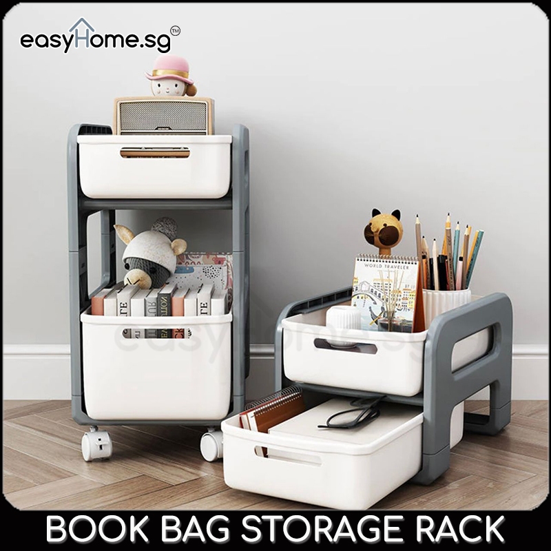 Easyhome.sg WF Book Bag Storage Rack Movable Trolley / Multifunction ...
