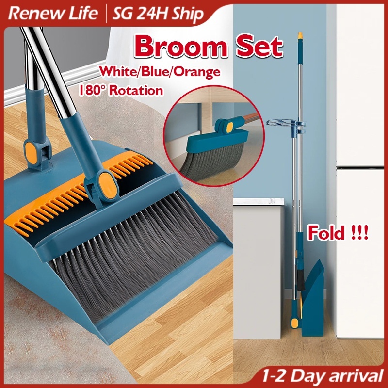 【SG stock】2-in-1 Rotatable Broom Dustpan Set/Non-Stick Broom Magic ...