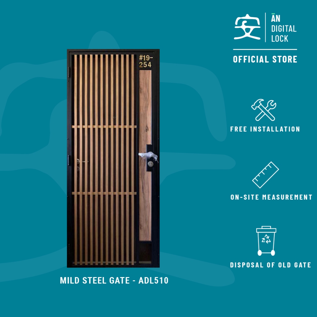 Mild Steel HDB Metal Gate (ADL510) | AN Digital Lock | Shopee Singapore