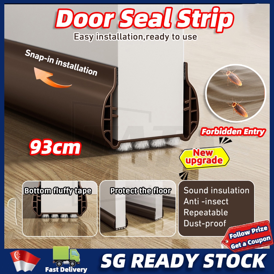 【SG stock】PVC Door Seal Strip New Upgrade Doorstopper Soundproof Strip ...