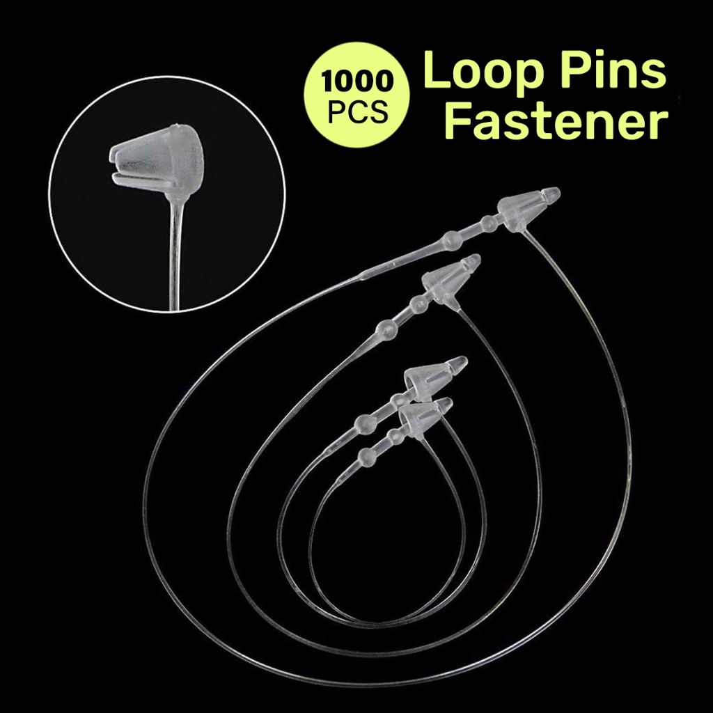 SG Seller 1000pcs Plastic Snap Loop Pins Tag Fastener 4 inch/5 inch ...