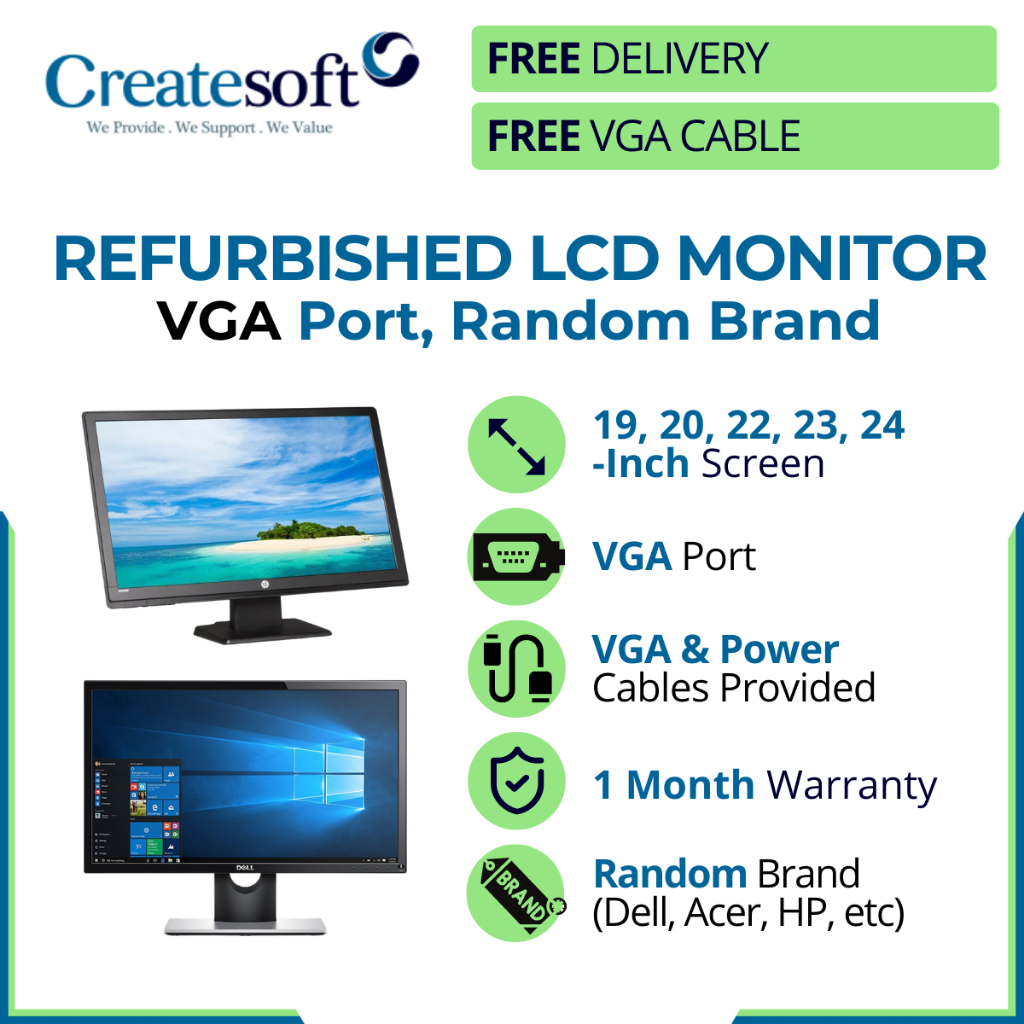 Refurbished LCD Monitor VGA port 19 20 22 23 24 Inch [FREE DELIVERY ...