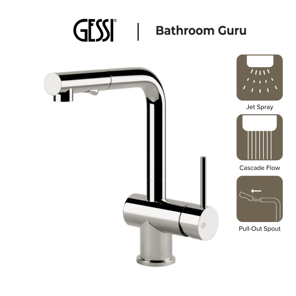 Gessi Cucinai Single Lever Kitchen Mixer with Pull Out Spout 50203-031 ...