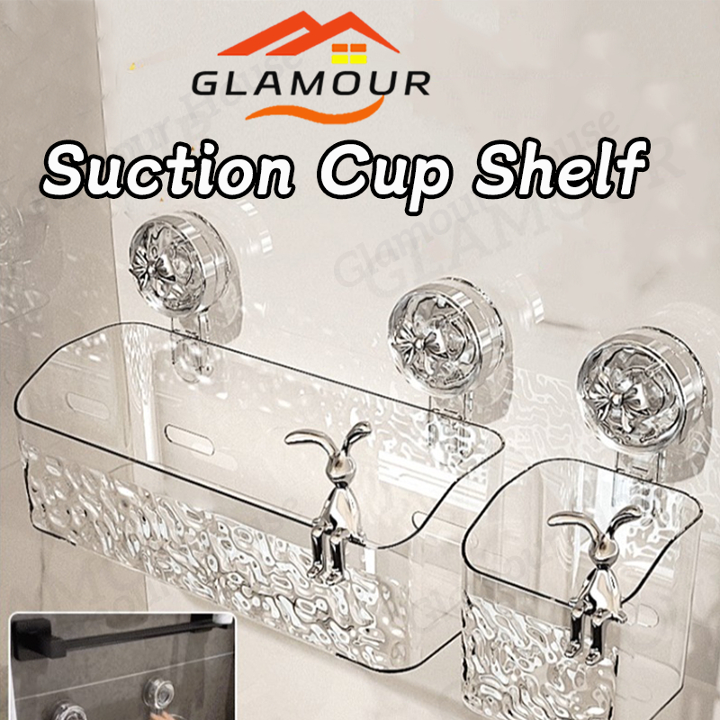 [SG] Bathroom Suction Shelf Suction Cup Storage Rack Box Suction Holder ...