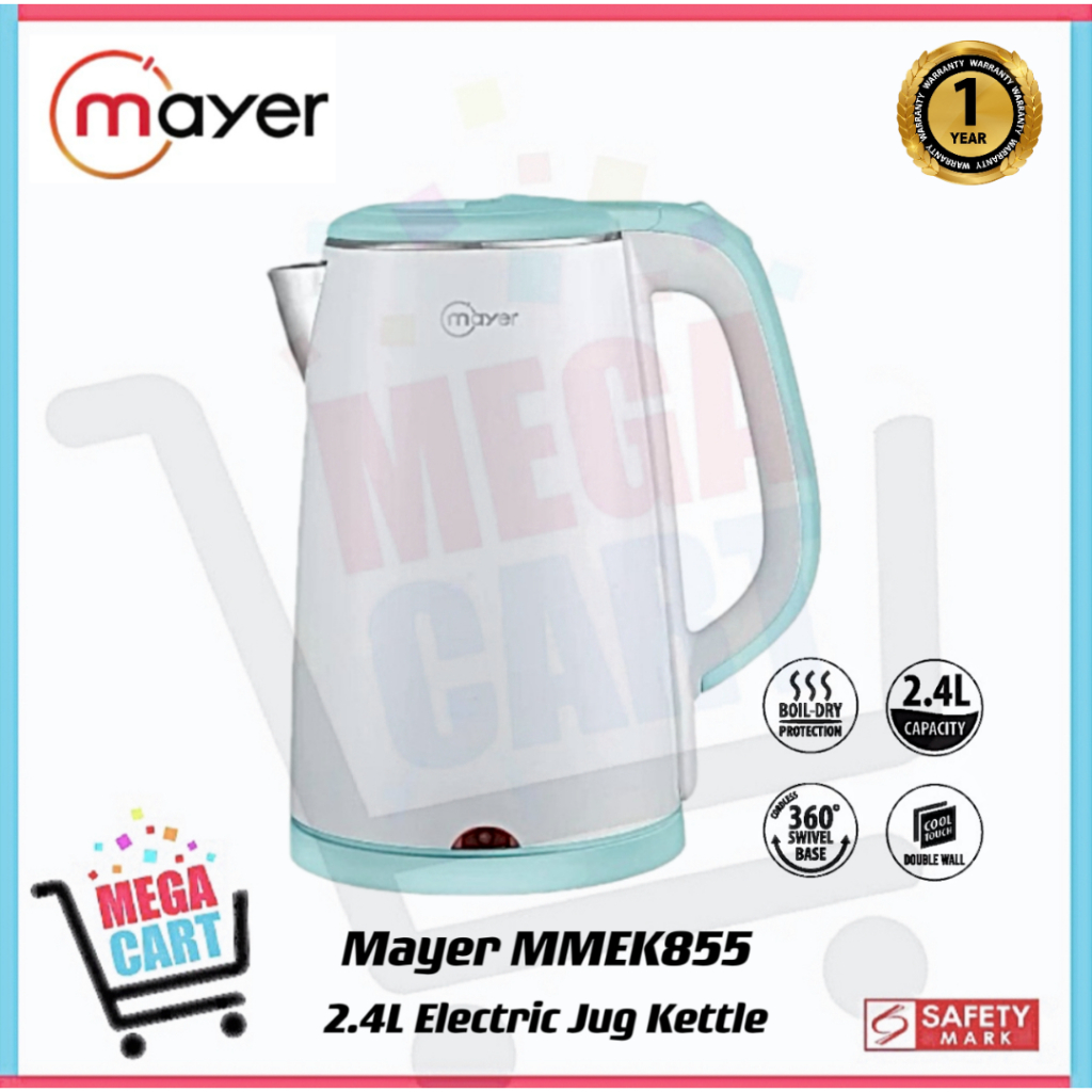 Mayer 2.4L Double Wall Electric Jug Kettle MMEK855 | MMEK 855 (1 Year ...