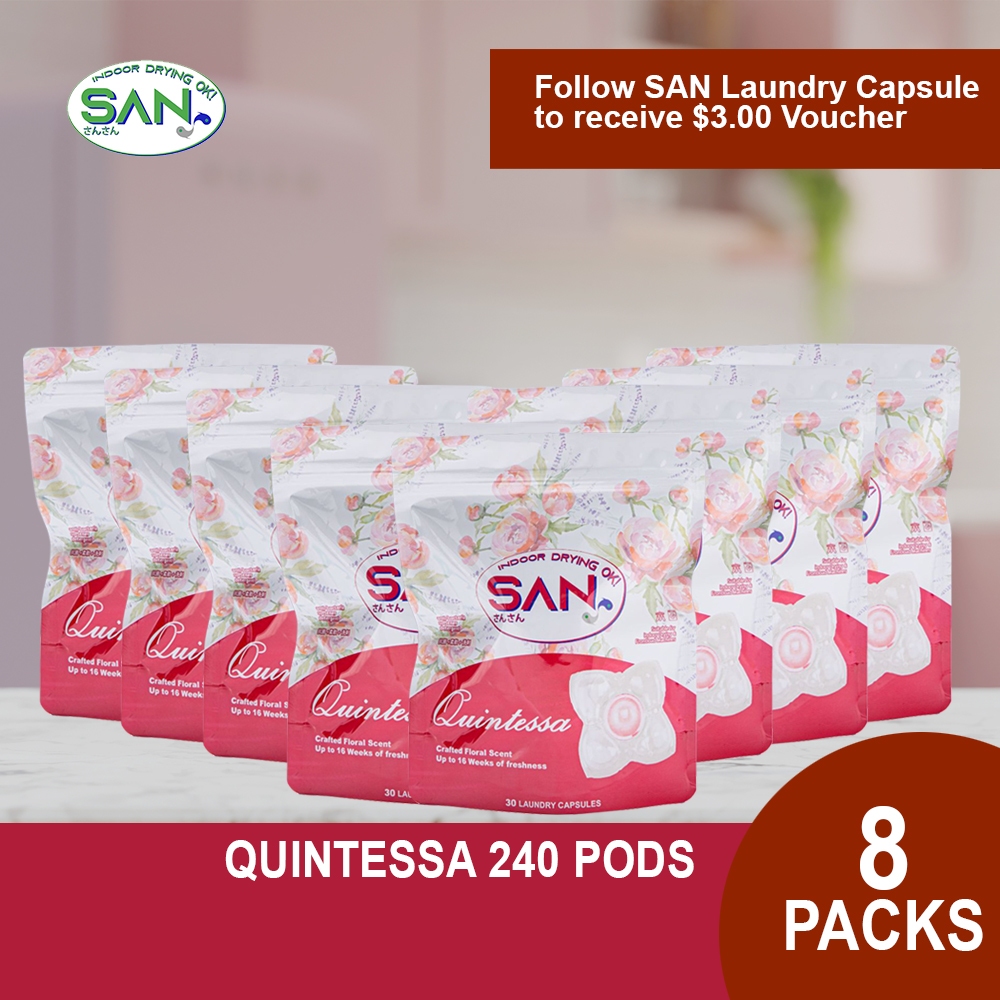 SAN 3-in-1 Quintessa Laundry Detergent Capsules - 240 Pods (8 Packets x ...
