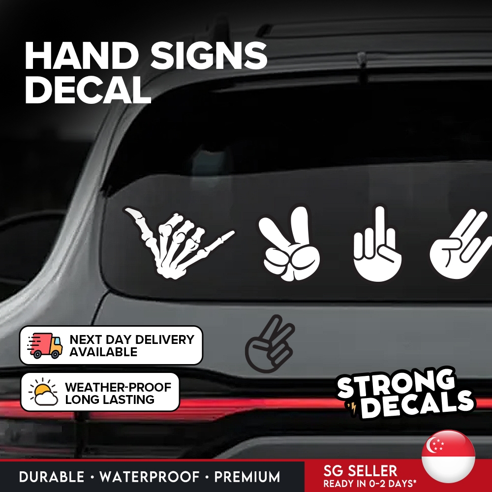[SG Seller] Peace Rock Middle Finger JDM Hand Signs Decal Sticker for ...