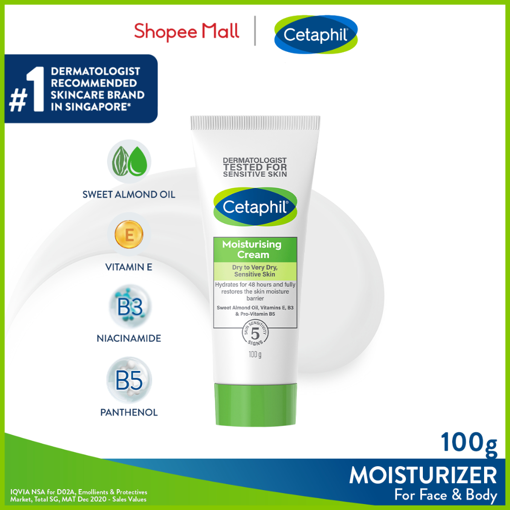 CETAPHIL Moisturizing Cream 100g Face & Body Moisturizer for Sensitive ...