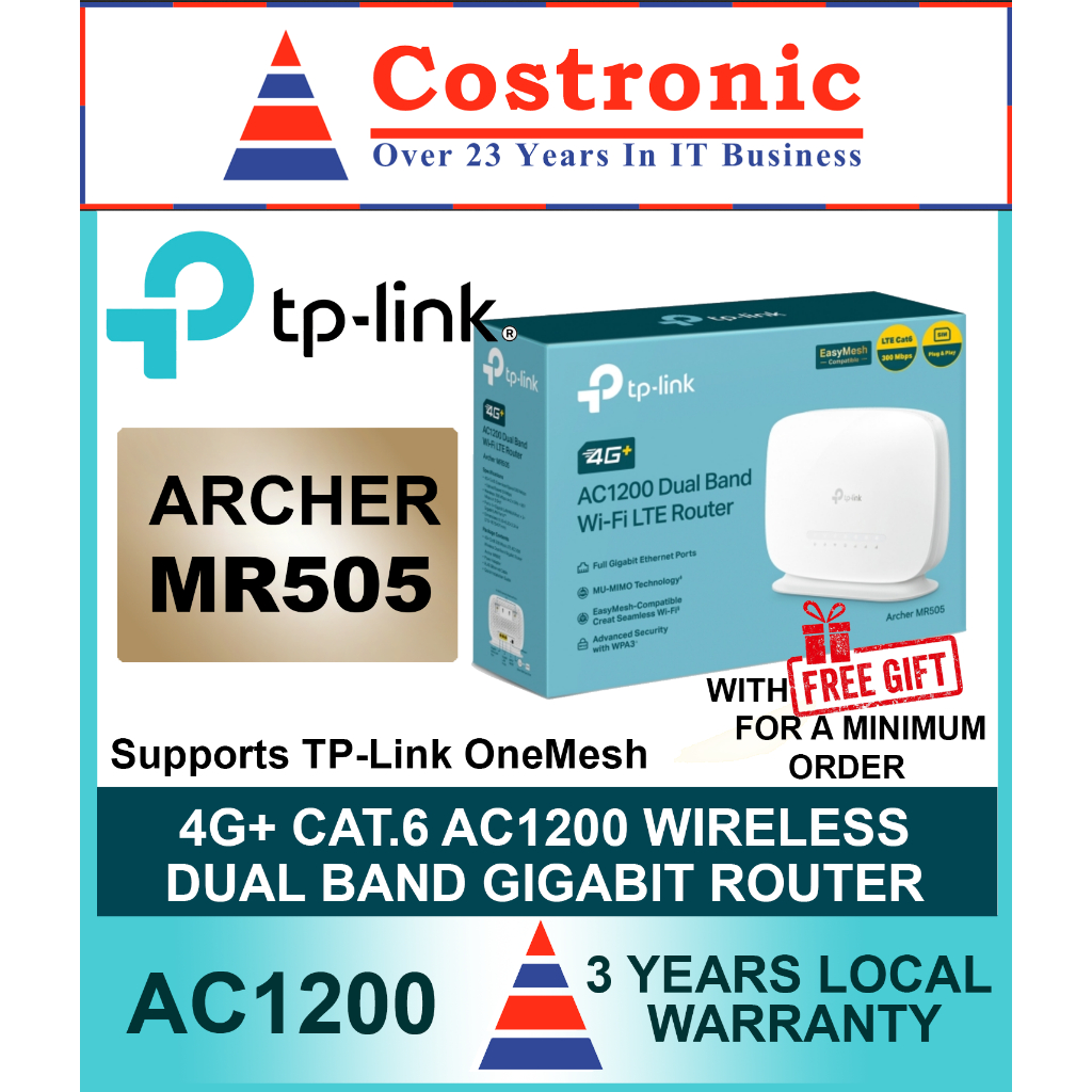 TP-Link Archer MR505 4G+ Cat6 AC1200 Wireless Dual Band Gigabit Router ...