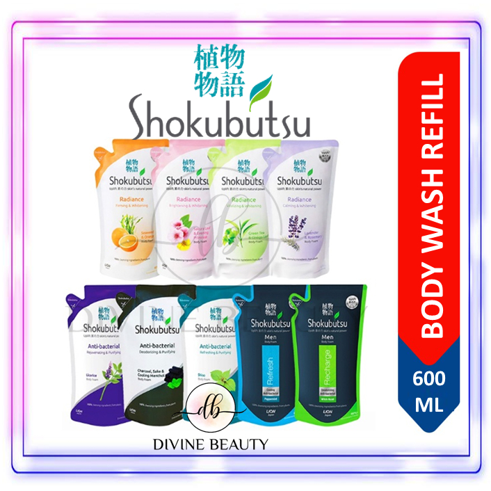 SHOKUBUTSU Body Wash Refill Pack 600ml Firming/Whitening/Deodorizing ...