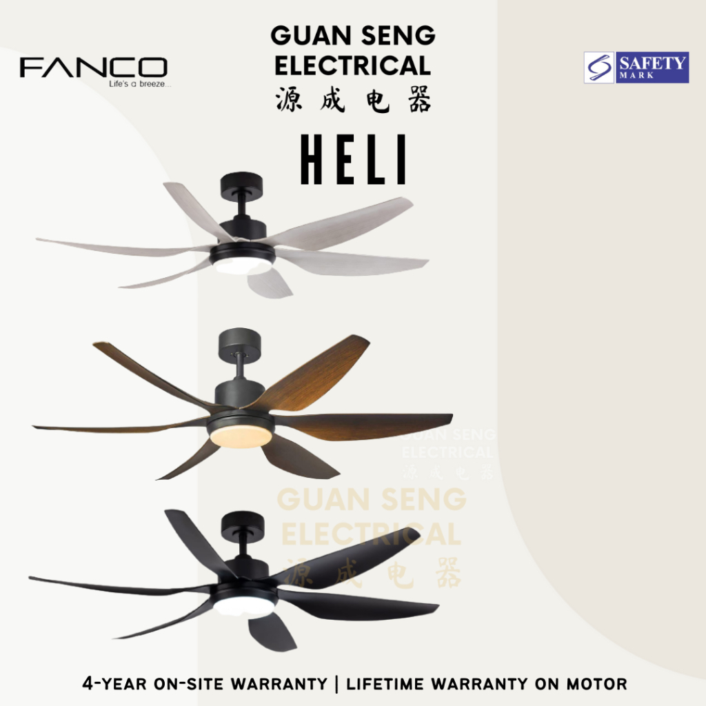 FANCO Heli 56" DC Motor Ceiling Fan with 3 Tone LED Light Kit and ...