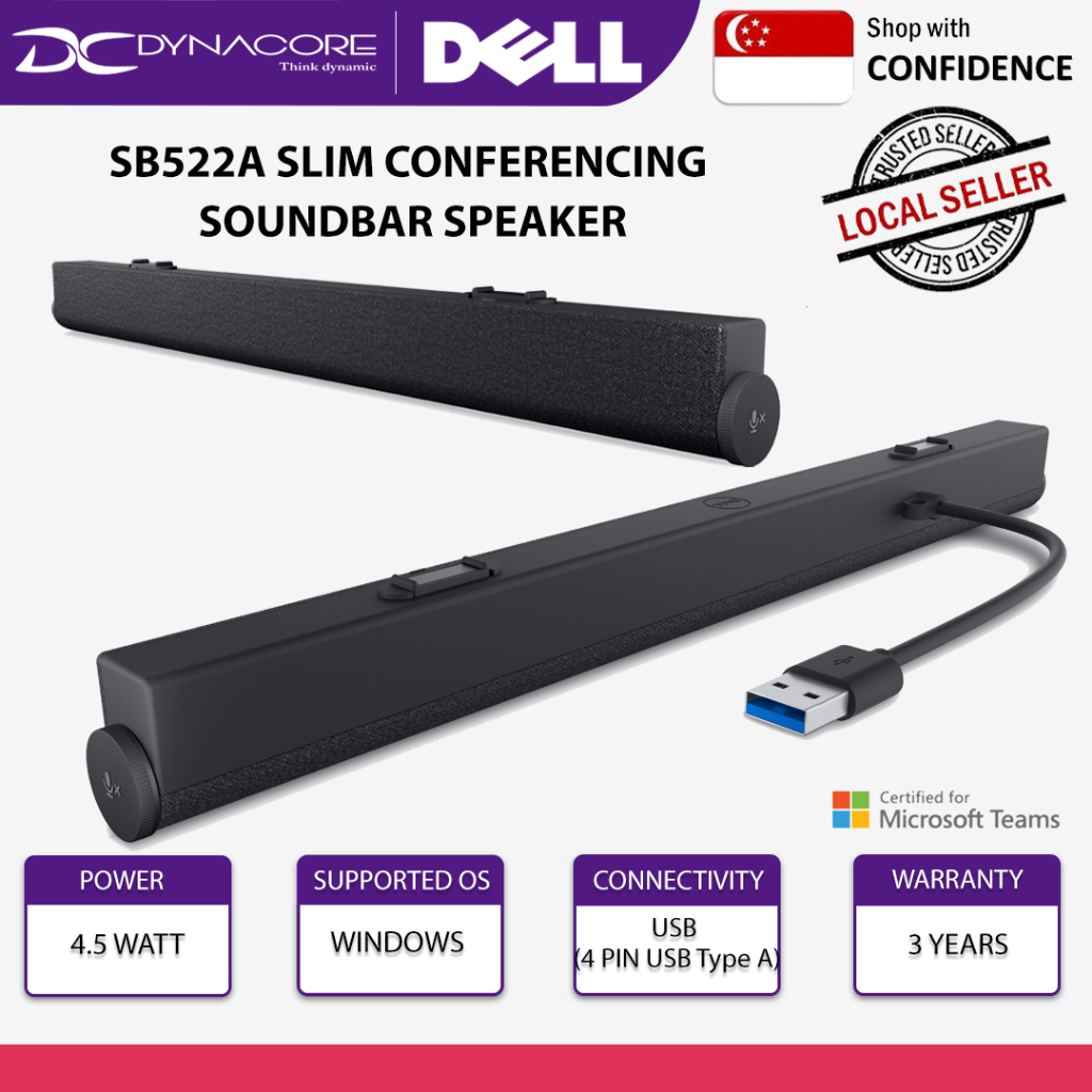 DELL SB522A SLIM CONFERENCING SOUNDBAR SPEAKER -3YEARS WARRANTY | Shopee Singapore