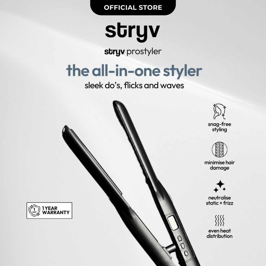 Stryv Pro Styler Salon Grade 2 in 1 Flat Iron & Straightener 50W ...