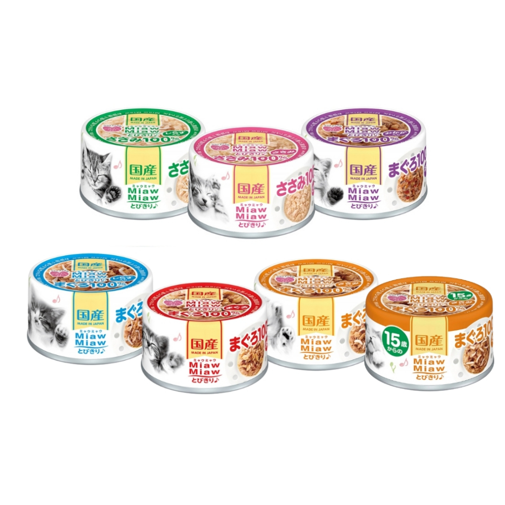 [Bundle of 24] Aixia Miaw Miaw Tobikiri Wet Cat Canned Food 60g Tuna And Chicken Fillet Based ...