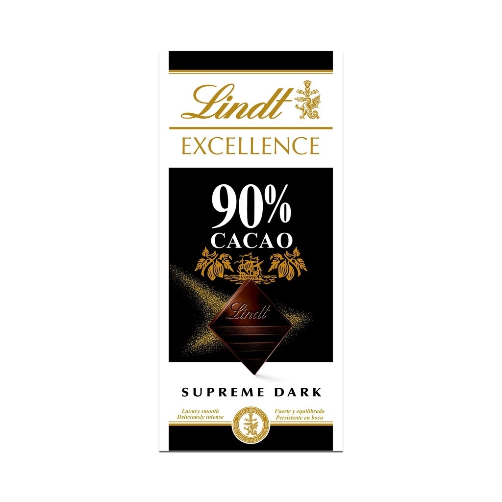 [Bundle of 3] Lindt EXCELLENCE 90% Cocoa Dark Chocolate Bar 100g ...