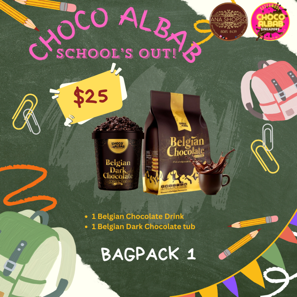 Choco Albab Bagpack 1 - 1 Belgian Chocolate Drink + 1 Belgian Dark ...