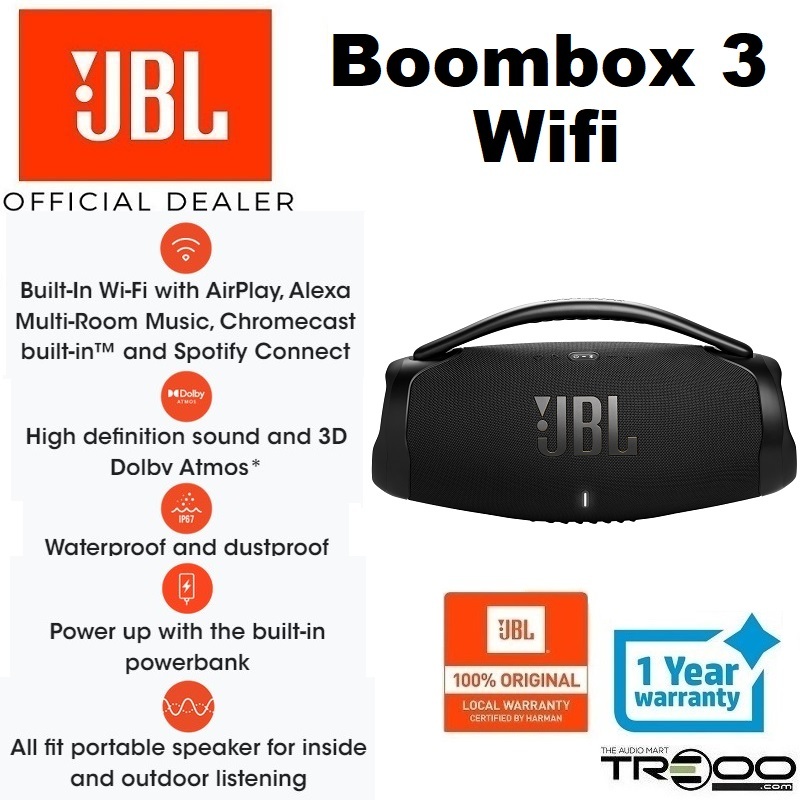 JBL Boombox 3 WiFi Waterproof Wireless Bluetooth/WiFi Network Portable Speaker | Shopee Singapore