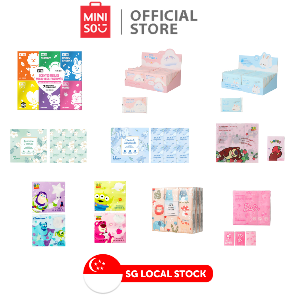 MINISO Travel Facial Tissue Dry Wipes (BT-21/Ultra Soft Pack/ Disney ...