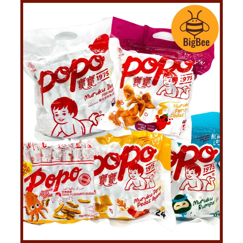 PoPo Fish Muruku - 24pkts Original 12g / Sweet & Spicy 12g / Spicy Chicken 12g / Seaweed 12g ...