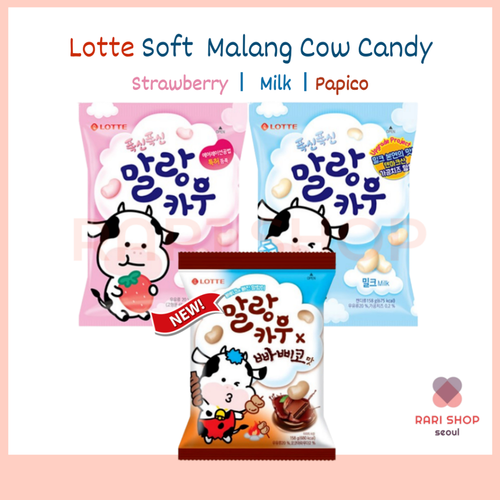 [Lotte] Malang Cow Strawberry Milk Candy (79g/158g ) Malang Cow Papico ...