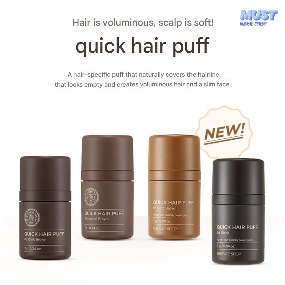 The Face Shop Quick Hair Puff 7g, 01 Natural Brown, 02 Dark Brown, 03 ...