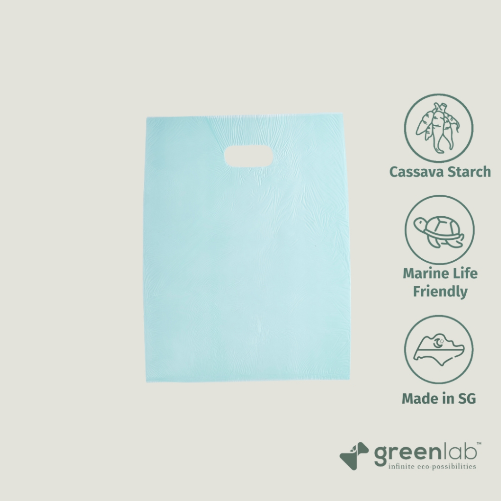 [Bulk 50PCS] Biodegradable Cassava Griphole Handle Bag | Green | Die ...