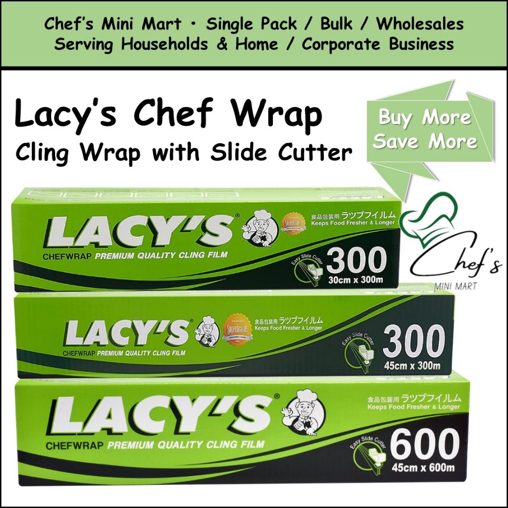 [SG STOCK] Lacy's Cling Wrap w Slide Cutter | Chef Wrap | Kitchen Food ...