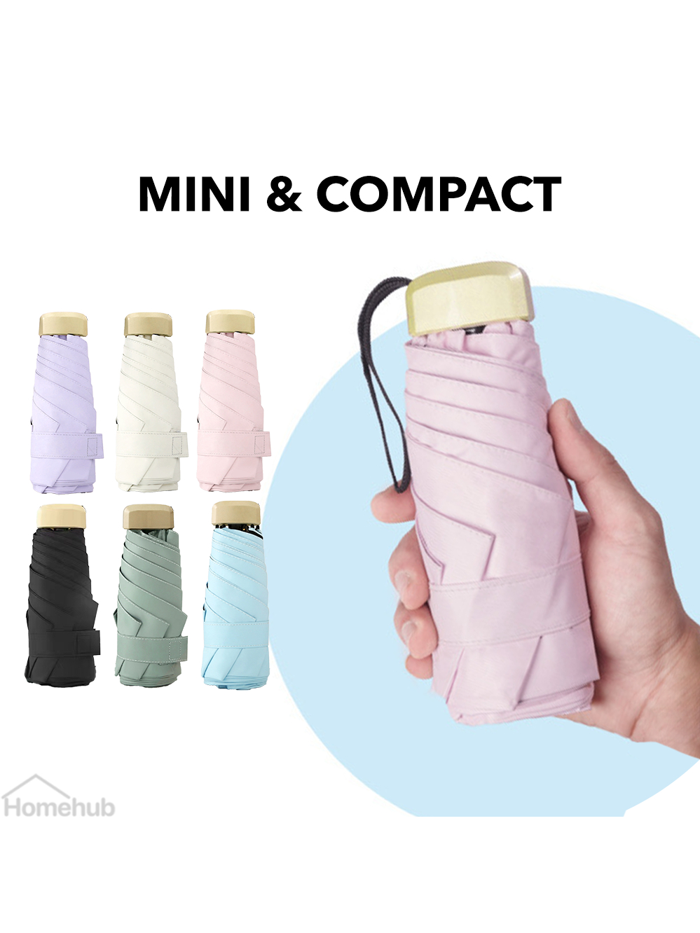 Homehub Mini Umbrella Lightweight Small Foldable Compact UV Pocket ...