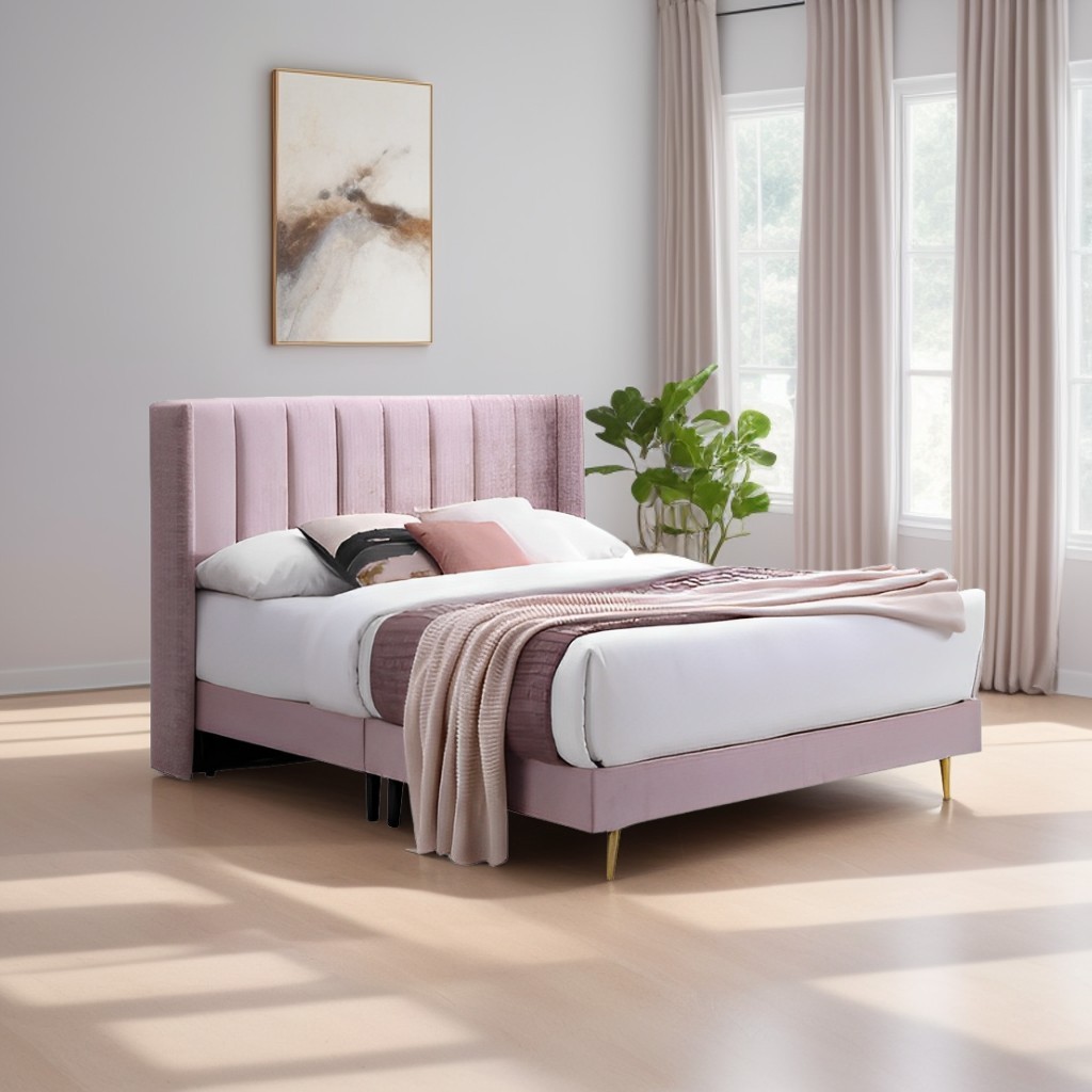 Georgia Velvet Queen Bedframe with Gold Legs | Divan Bed Frame | Shopee ...