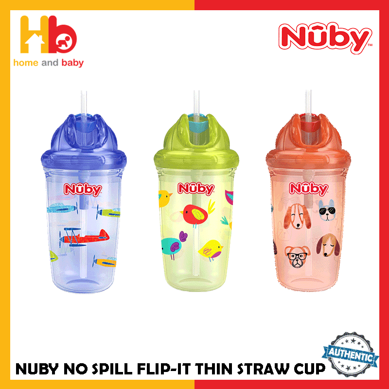 Nuby No Spill Flip-It Thin Straw Cup | Shopee Singapore