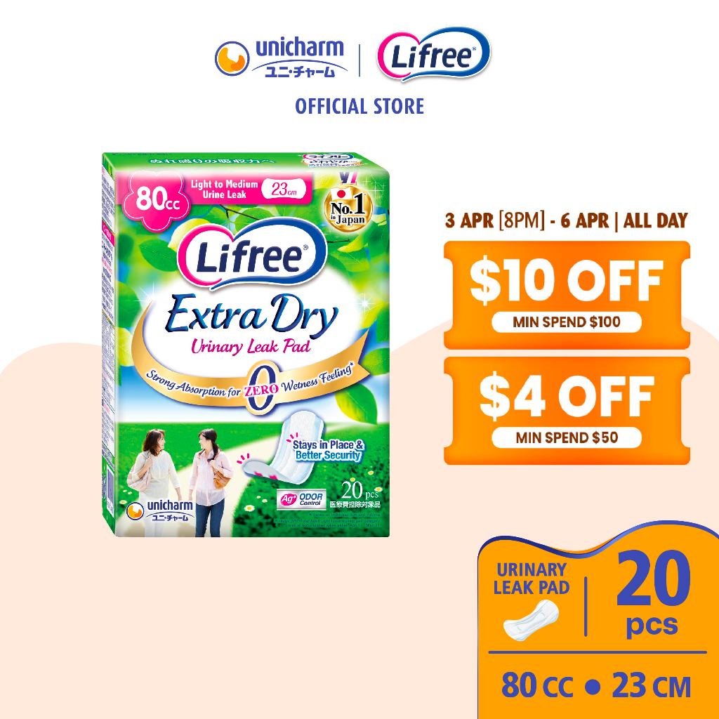 Lifree Extra Dry Lady Urinary Leak Pad 80cc 20pcs (1 Pack) | Shopee Singapore