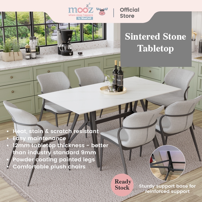 mooZzz Jolie Sintered Stone Dining Table W1600mm + Jone Chairs (1 + 6 ...