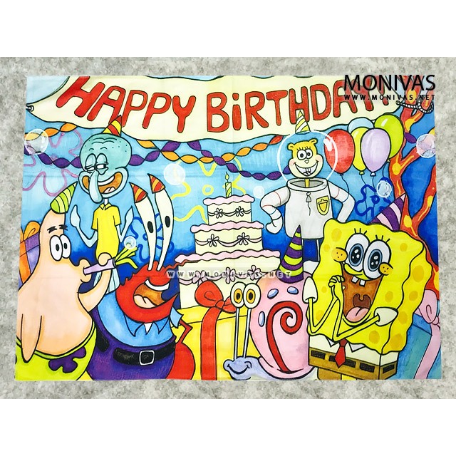 SpongeBob SquarePants Happy Birthday Backdrop Party Background Banner ...