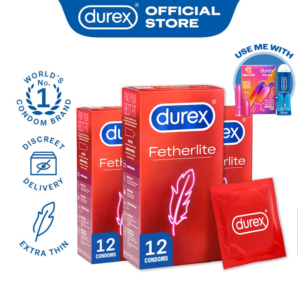 [Bundle of 3] Durex Fetherlite Condoms | Pack of 12 For Men | Regular ...