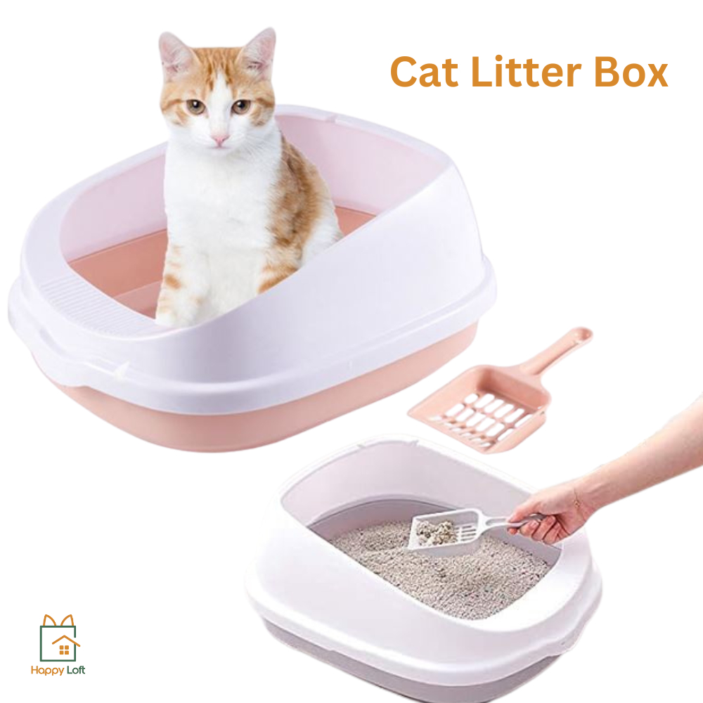 [SG SELLER] Cat Litter Box Semi Open Litter Box Basic Cat Toilet Budget ...