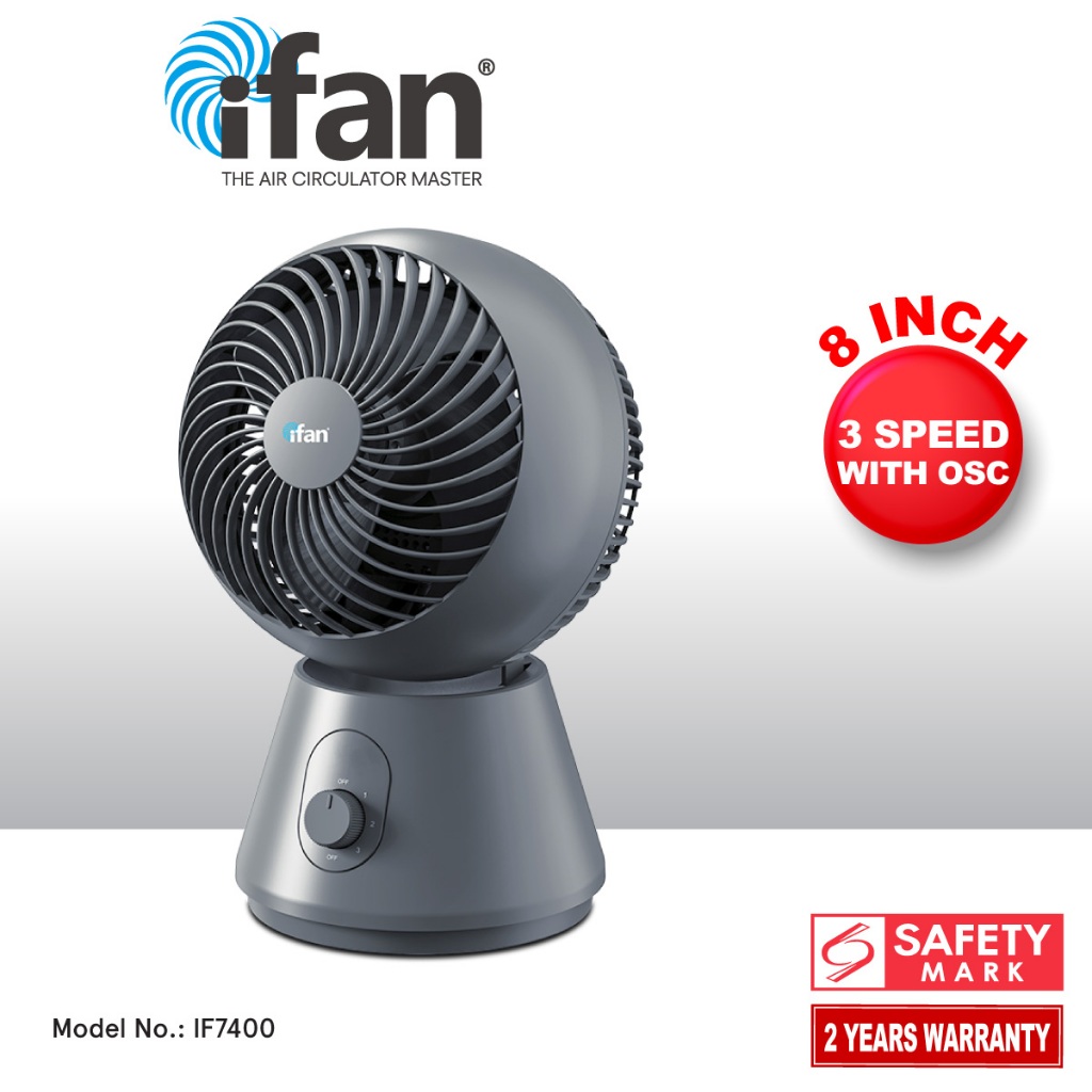 iFan 8" Air Circulator Fan With Oscillation, Power Fan, Desk Fan ...