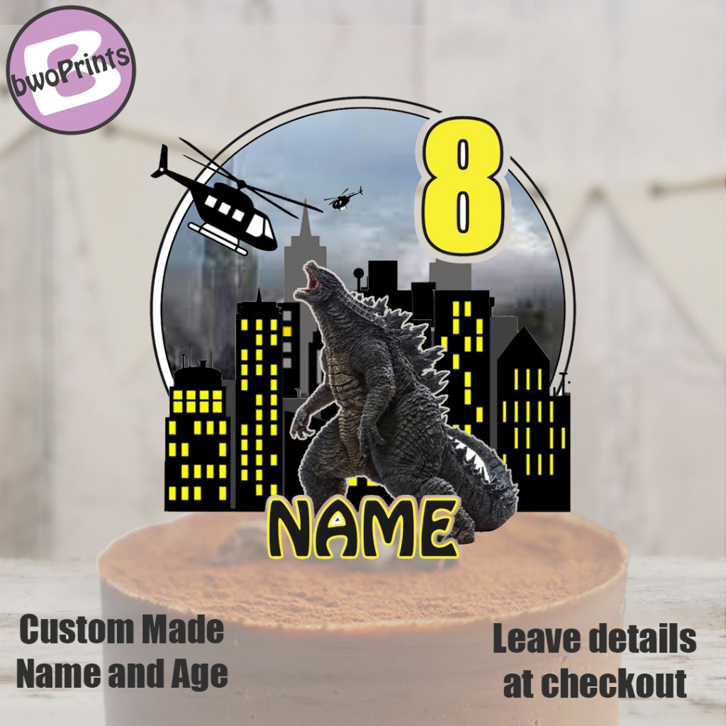 Godzilla Happy Birthday Cake Topper Party Cupcake Topper Banners Gift ...