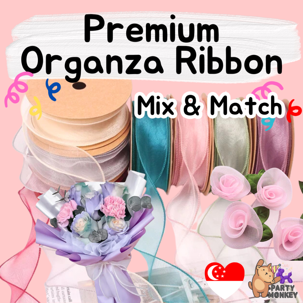 [SG SELLER] 4cm Organza Ribbon Sheer Chiffon Fish Tail Ribbons for Gift ...