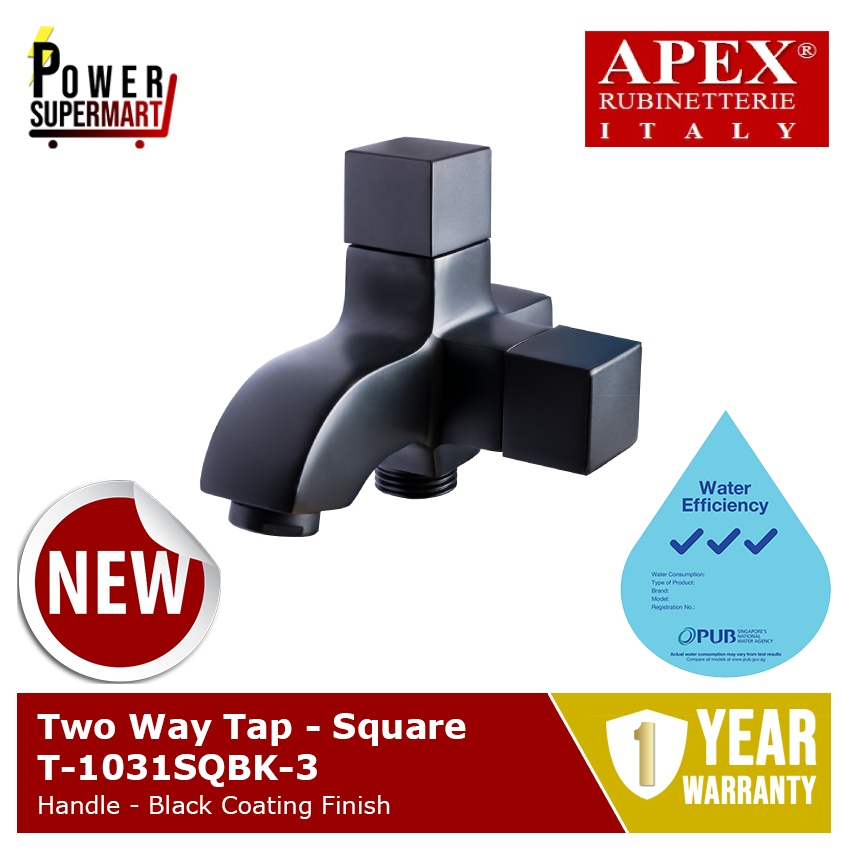 APEX T-1031SQBK-3 | Two Way Tap - Square | Handle - Black Coating ...