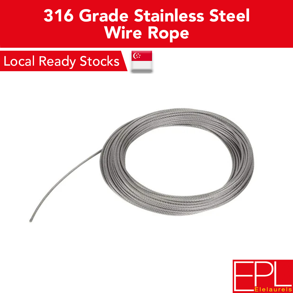 🇸🇬 Stainless Steel Wire Rope Cable for Invisible Grille / Clothes Line ...