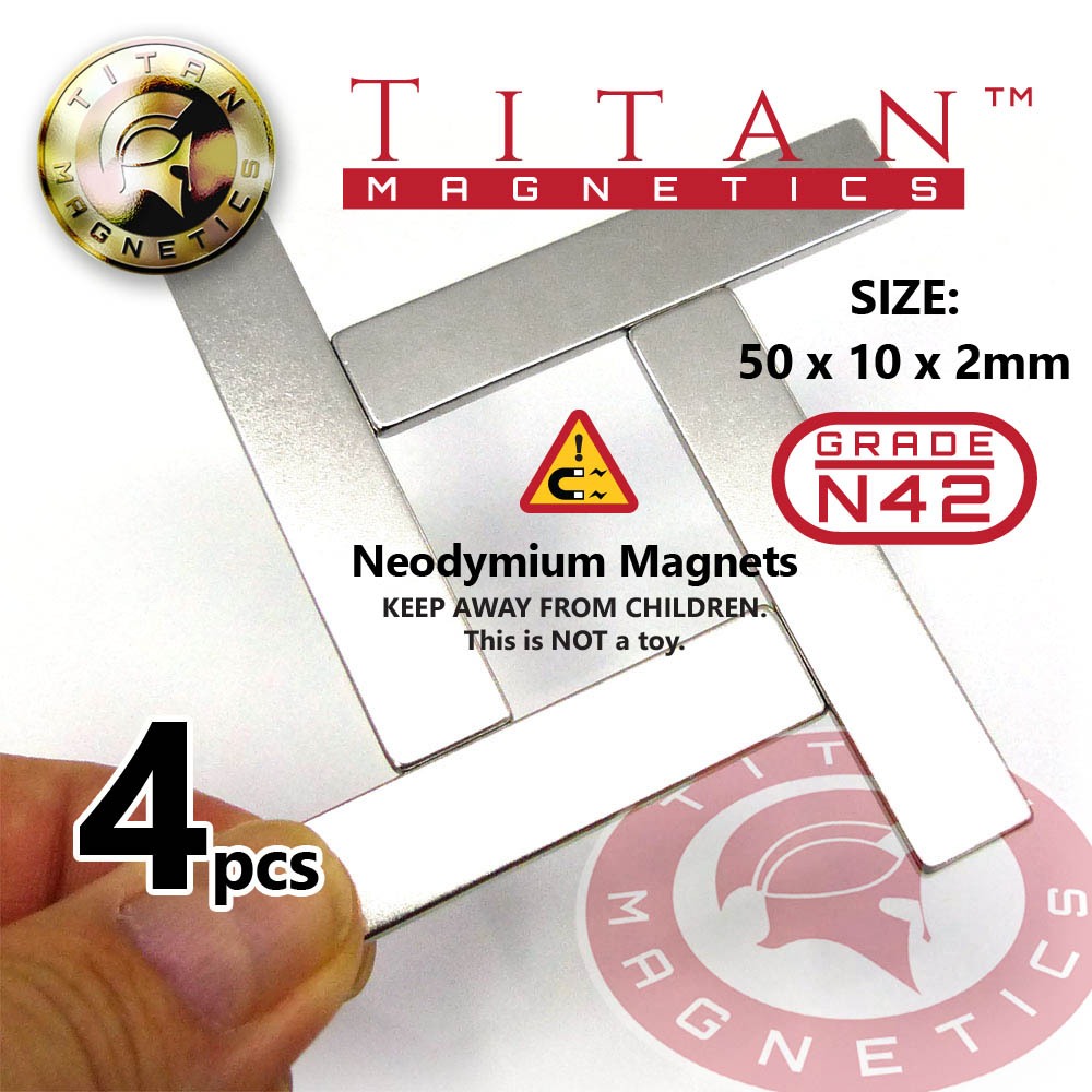 Cuboid Neodymium Magnets – 50 x 10 x 2mm, Grade N42 4pcs/pack Souvenirs ...