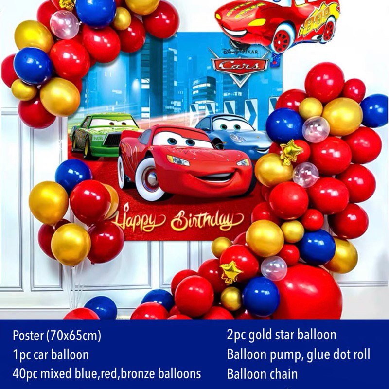 [SG Seller] Cars Theme Birthday Party Balloons Decoration Set Boy Happy ...