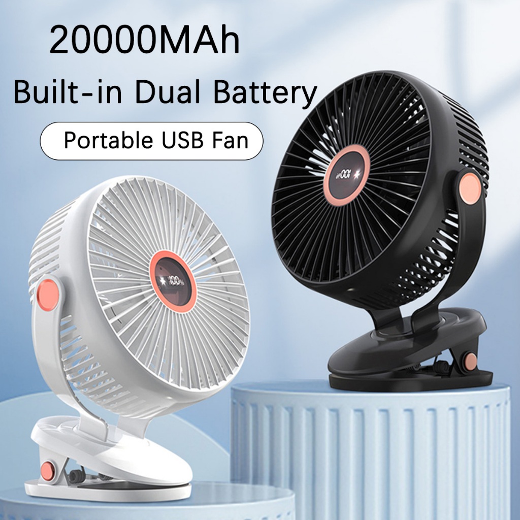 Mini Portable Fan 20000mAh Chargeable Clipped Fan 720° Rotation 5-speed ...